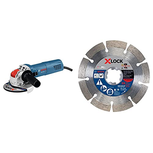 Bosch GWX10-45E 4-1/2 In. X-LOCK Ergonomic Angle Grinder with Bosch DBX4541P 4-1/2 In. X-LOCK Premium Segmented Diamond Blade