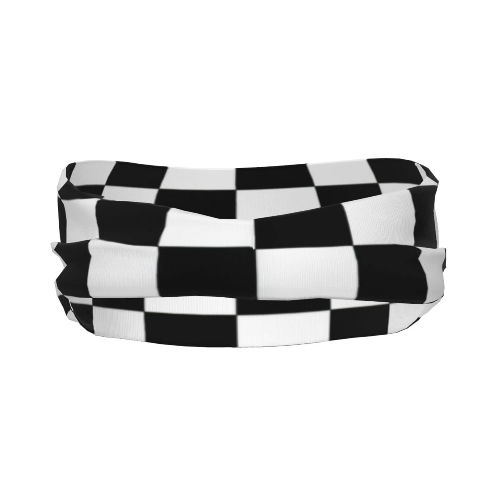 Black White Race Checkered Flag Pattern Fitness Exercise Headband Unisex Yoga Non-Slip Quick-Drying Fitness Headband One Size
