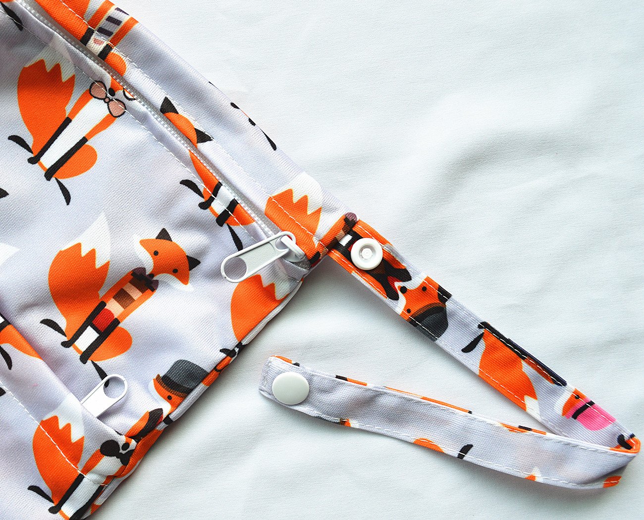 Wet Dry Bag Baby Cloth Diaper Nappy Bag Reusable with Two Zippered Pockets (Fox)