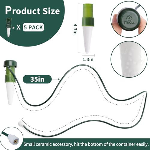BYDOLL Plant Self-Watering Stakes Automatic Plant Watering Spikes for Indoor or Outdoor Plants,Houseplant Insert Watering Devices for Vacation Garden use,Drip Irrigation System for Plant(5 Pack)