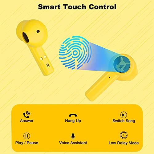 DEKYJUE Kids Wireless Earbuds with Elf Ball Charging Box Touch Control Bluetooth Wireless Ear Buds for Kids Waterproof Wireless Earphones with Microphone for Android iOS Cell Phone Computer Laptop
