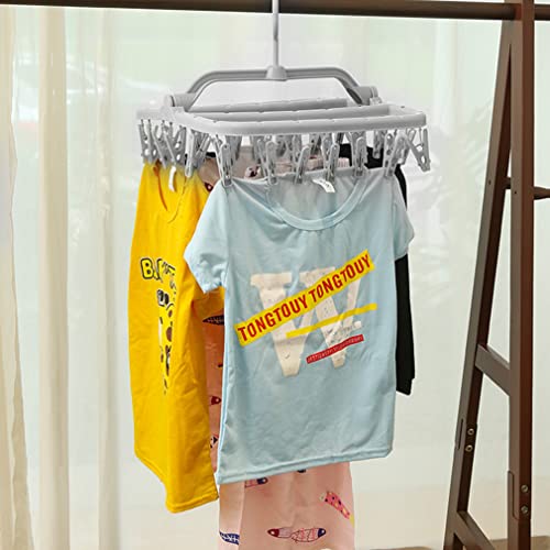 Gcroet Sock Dryer Folding Clothes Drying Rack Rotatable Plastic Underwear Hanger with 32 Windproof Clips Sock Dryer,Sock Hanger,Clothes Drying Hanger,Folding Sock Hanger,Clothes Drying Rack Clips