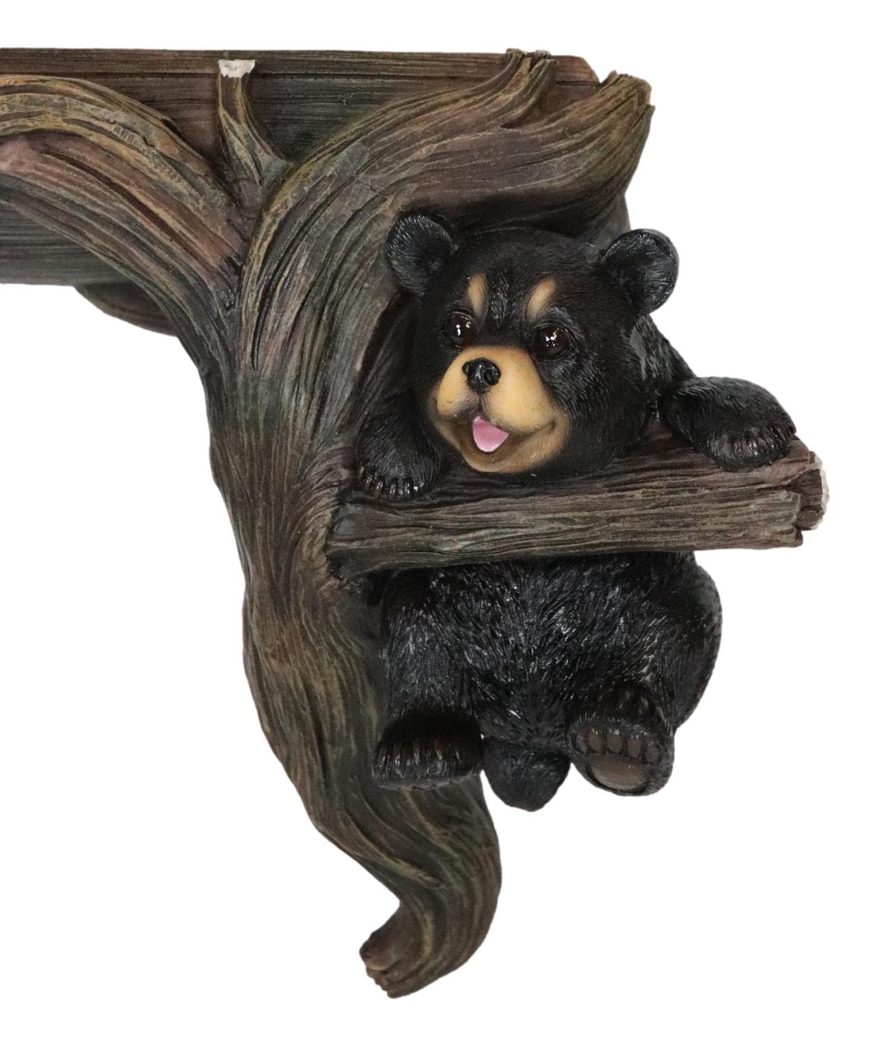 Ebros Whimsical Climbing Black Bears by Tree Branches with Heart Shaped Center Arch Wall Hanging Floating Shelf 13.5" Wide Rustic Bear Family Decorative Cabin Lodge Country Mountain Western Homes