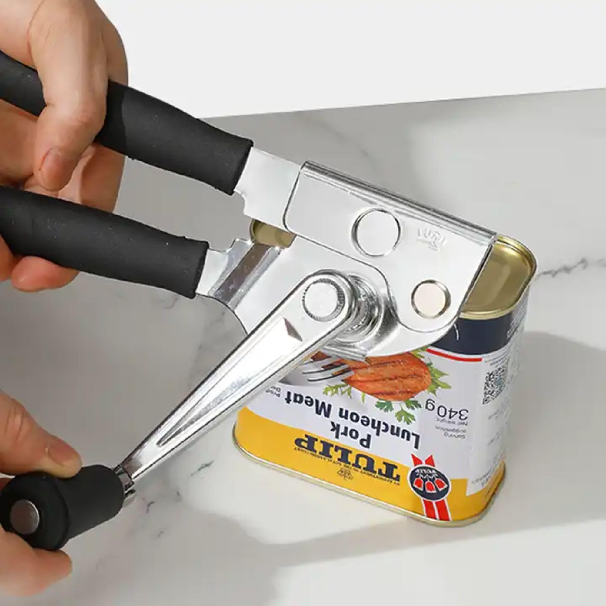 Blue Bayt Commercial Can Opener Heavy Duty - Easy to Use with Comfortable Easy Crank Handle - Swing Grip Design - Hand Can Opener Manual - Ergonomic Design - Includes Built in Bottle Opener