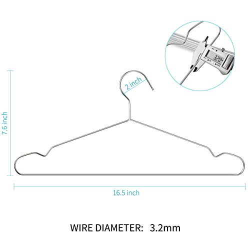 FSUTEG Coat Hangers, 40 Pack Wire Hangers Stainless Steel Metal Hangers Heavy Duty Hangers, Ultra Thin Clothes Hangers 16.5in