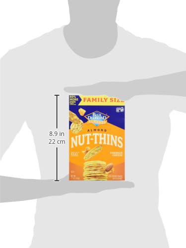 Blue Diamond Almonds Nut-Thins Gluten Free Cracker Crisps, Cheddar Cheese, Family Size, 7.7 oz