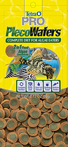 Tetra PRO PlecoWafers 2.12 Ounces, Nutritionally Balanced Vegetarian Fish Food, Concentrated Algae Center, Golds & Yellows, Model Number: 16447