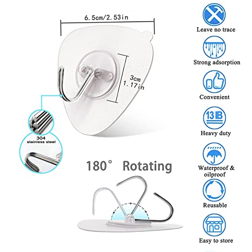 DSSPORT 20Pack Triangular Self Adhesive Hooks, Wall Hooks for Hanging Heavy Duty Self Stick Hooks Kitchen Bathroom Window Ceiling Waterproof and Oilproof Reusable Seamless Hooks
