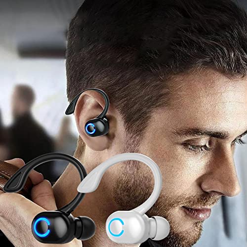 Headphones Wireless Bluetooth 5.2 Noise Cancelling with Microphone Right Single Ear Earbuds Stereo Sound Headset with Ear Hook for Driving Business Office Work Sports, Black