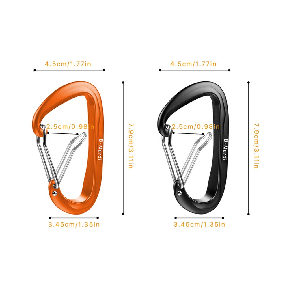 B-Mardi Carabiner Clips Heavy Duty 12kN (2697 lbs)-Lightweight Locking Carabiners for Camping, Hiking, Hammock, Dog Leash Harness, Outdoor and Gym etc, Keychains& Utility 