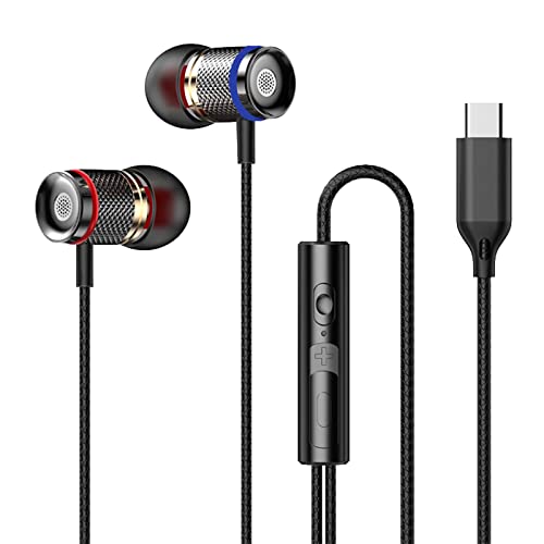 DSVOTVOT USB C Headphones, Earphones with Microphone,Type C Stereo Sound Headphones Wired in-Ear Earbuds for Samsung Galaxy S22 S21 FE OnePlus 10 9 Pro Google Pixel 6