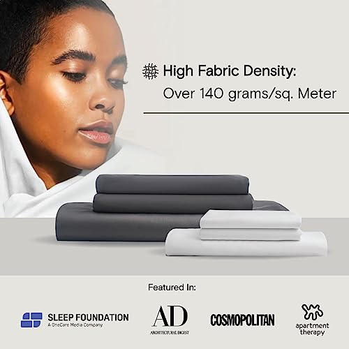 DOZ by SIJO 100% Organic Bamboo Sheet Set, Buttery Soft, Cooling for Hot Sleepers, Silky Breathable, Oeko-TEX, High GSM, 16" Deep Pockets - 3pc - 2 Pillowcases 1 Fitted Sheet (Storm, Queen)