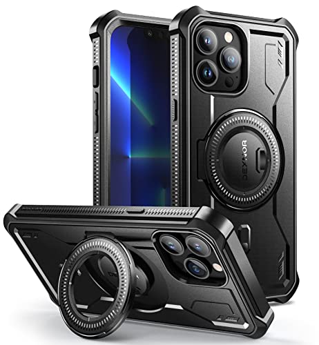 Dexnor Magnetic Case for iPhone 13 Pro Max, Compatible with MagSafe, [Built in Screen Protector and Kickstand] Full-Body Heavy Duty Case Protective Cover for iPhone 13 Pro Max 6.7 Inch Black