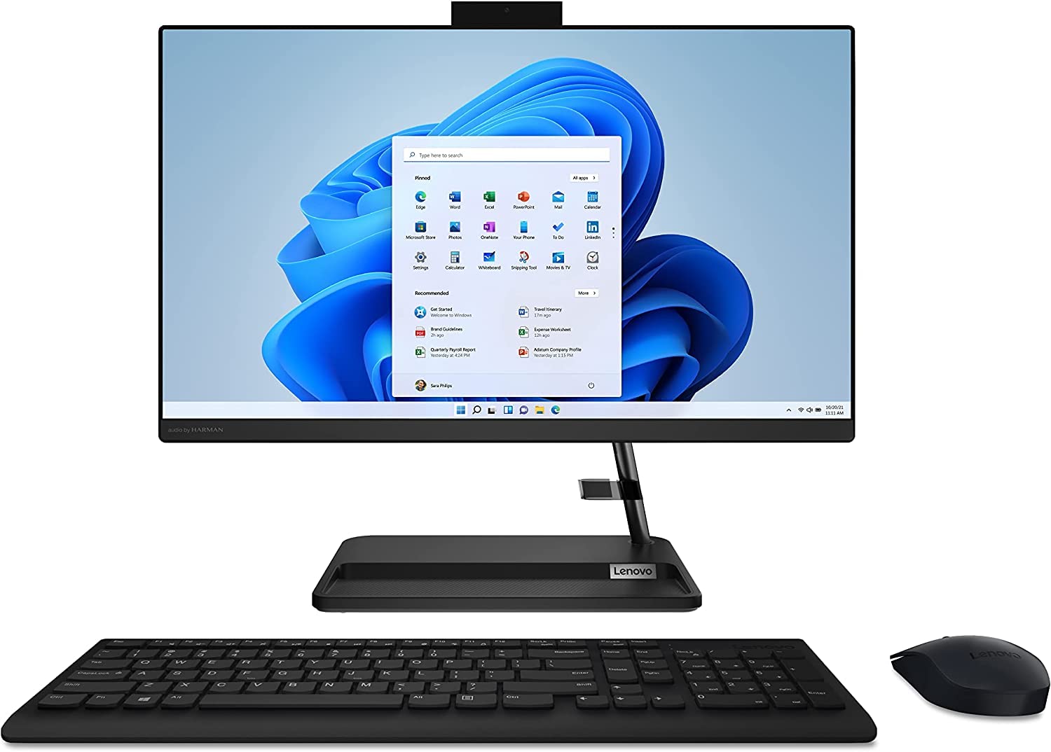 Lenovo 2024 IdeaCenter 22" FHD WVA AIO Desktop Intel 10-Core i3-1220P Intel UHD Graphics 8GB DDR4 256GB NVMe SSD WiFi AX Bluetooth HDMI Webcam RJ-45 Wireless KB Mouse Windows 11 Pro w/RE USB