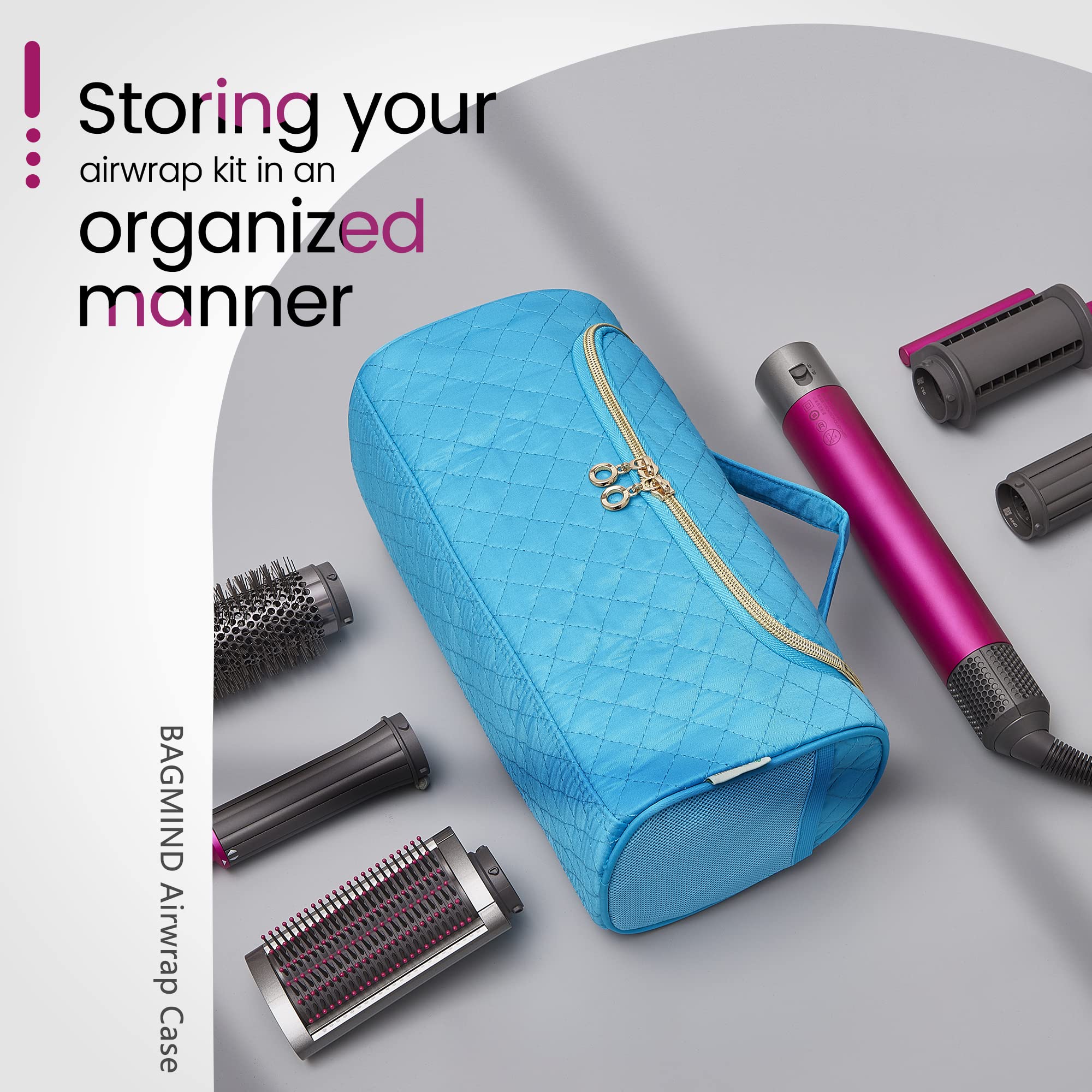 BAGMIND Travel Case Compatible for Dyson Airwrap Complete Styler & Attachments, Anti-scratch Carrying Case Bag with Hanging Hook for Hair Dryer Curler Accessories, Black