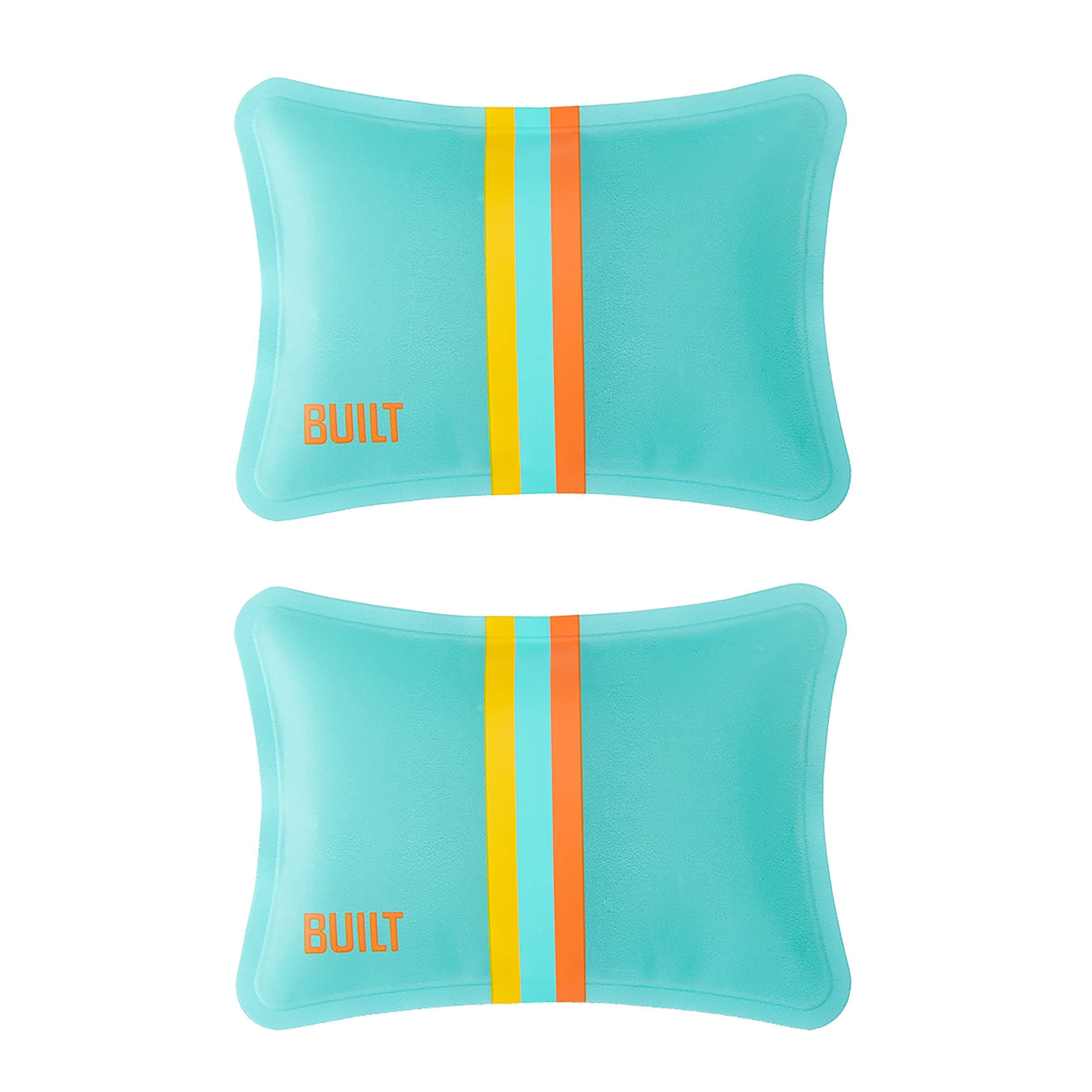 BUILT Curve Soft Ice Packs Set of 2, Freezable, Reusable, Slim, Long-Lasting, for Lunch Bags, Blue Cockatoo with Stripes