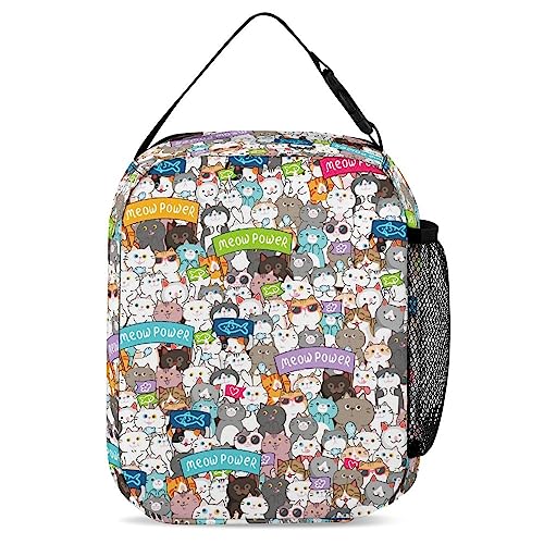 DTCCET 3PCS Cute Cat Backpack Set, Classic Daypack Stylish Kitty Laptop Bag with Lunch Bags, Lightweight Colorful Cat Shoulders Backpack(Cute Cat)