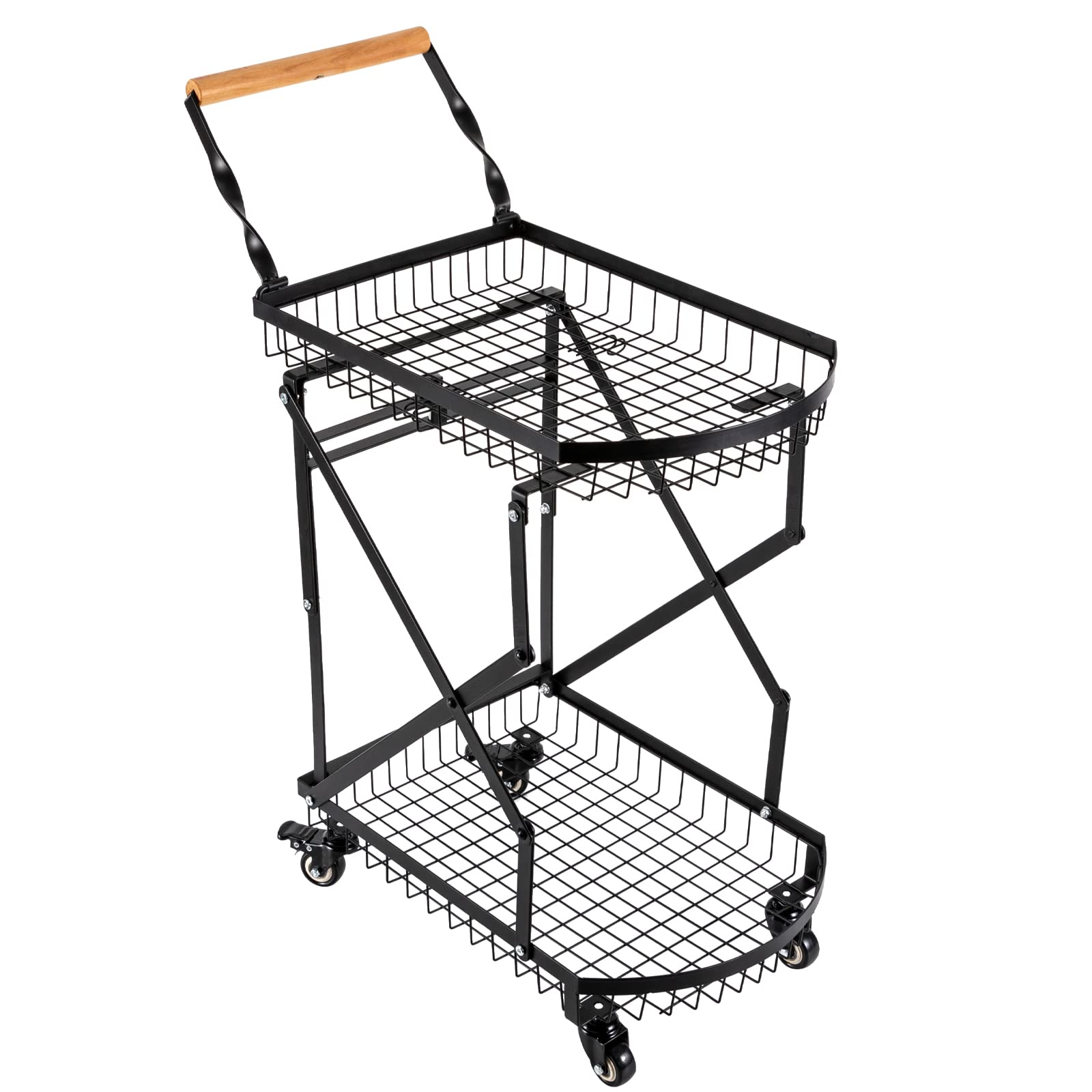 CheriMuMu Mobile Folding Shopping Trolley, Multi Use Functional Collapsible Luggage Carts Portable Rolling Hand Truck with Wheel for Car Trunk, Book Delivery Transporting (88 lbs) Black