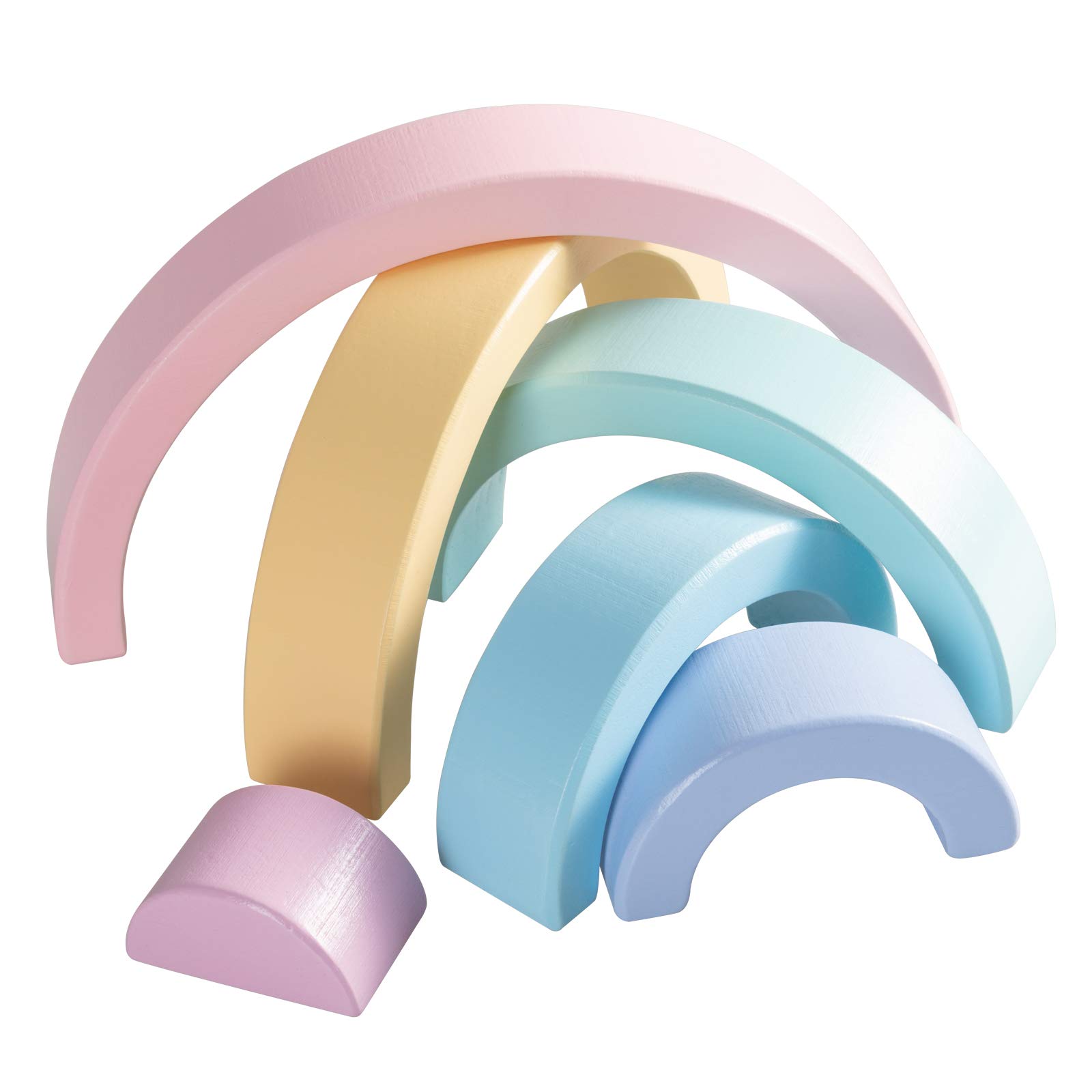 MERRYHEART Wooden Rainbow Small Stacker, 6 Piece Rainbow Stacking Toy for Baby/Toddlers/Kids, Montessori Education Pastel Rainbow Decor, Kindergarten Teaching Aid