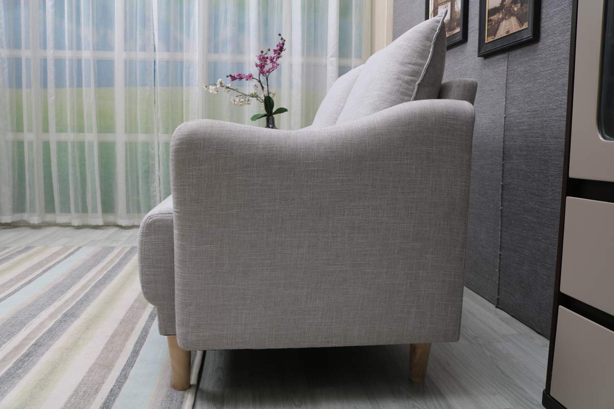 Best-Living Furniture Linen Fabric Small Sofa 56" Modern Sofa Couch, Contemporary Love seat and Loveseat Sofa, 2 Seat Sofa for Small Space, Light Grey