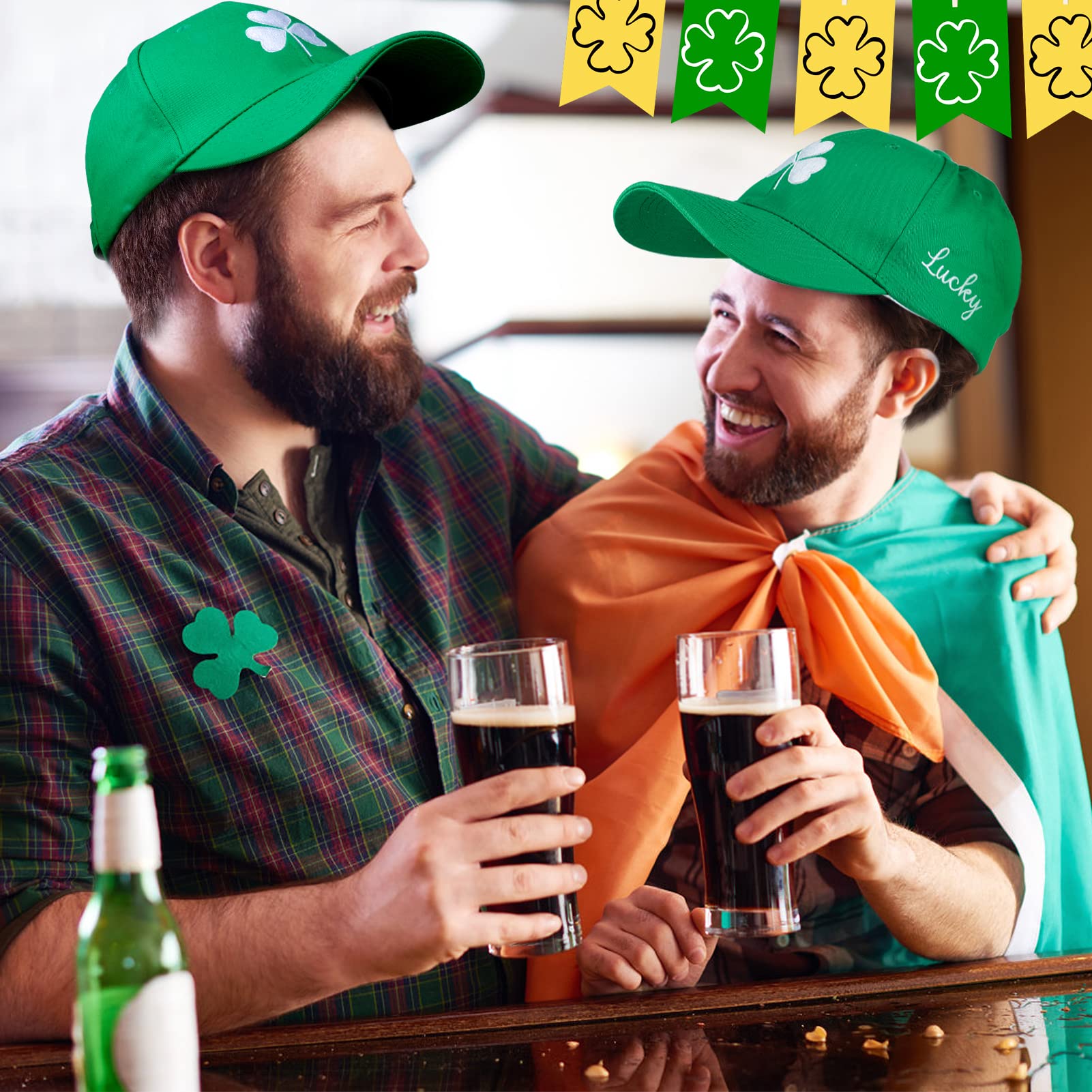 Biggun St. Patrick's Day Hat - Adjustable Cotton Lucky Baseball Cap with Embroidery White Shamrock, Green Caps Accessories for Men Women Adults Children
