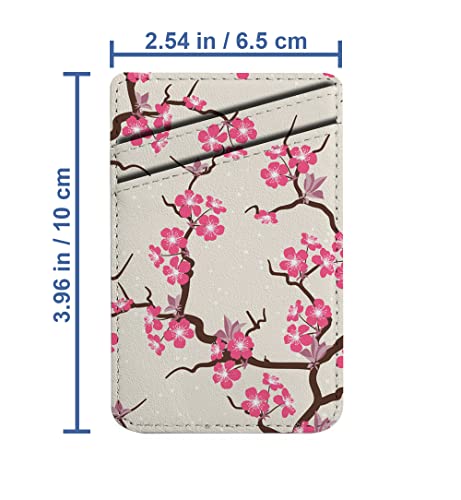 Diascia Pack of 2 - Cellphone Stick on Leather Cardholder ( Cherry Blossom Flowers Pattern Pattern ) ID Credit Card Pouch Wallet Pocket Sleeve