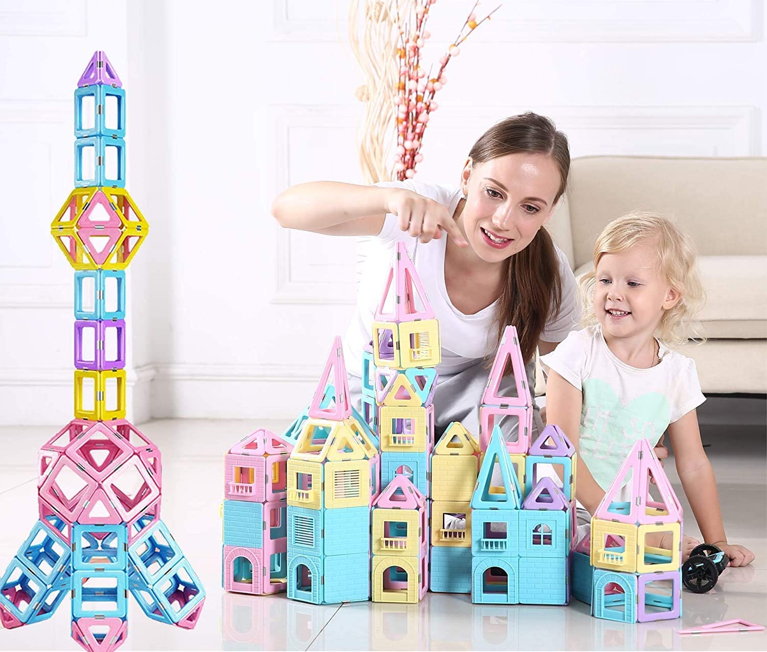 Magnetic Toys Magnet Tiles -3D Macaron Colors Learning & Development Building Blocks, Preschool Educational Construction Kit for Boys Girls Toddlers Gifts(30-Piece)-18