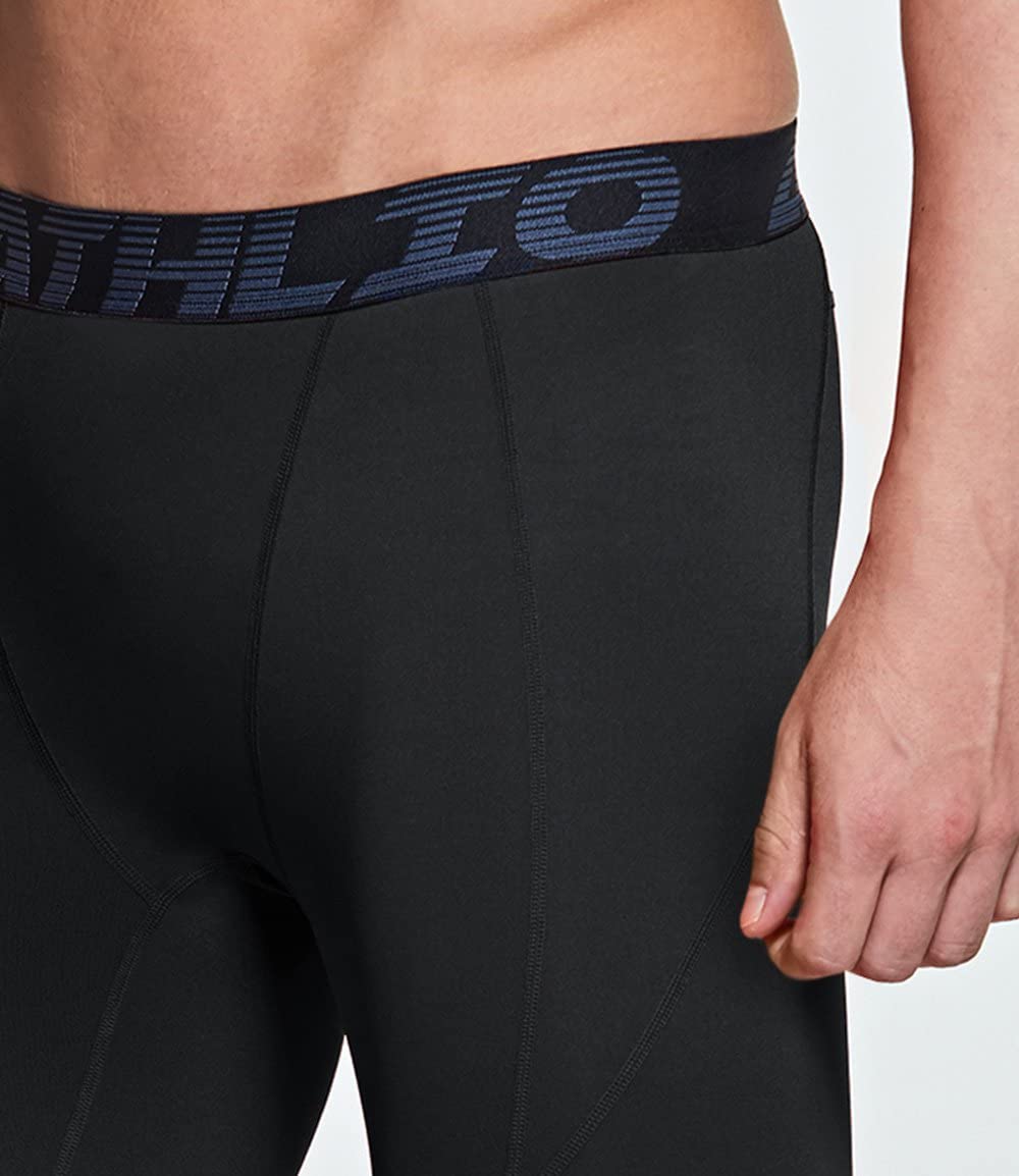 ATHLIO Men's Athletic Cool Dry Compression Shorts, Sports Performance Active Running Tights, 3pack Cool Dry Shorts Dim Black/Dim Black/Dim Black, Large