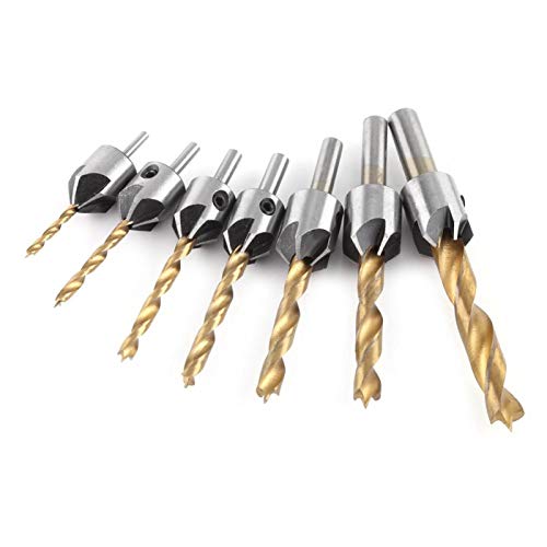 Countersink Drill Bit, Woodworking Power Tools Countersink Drill Bit Drill Press Reamer Steel Round Shank Countersink Drill Bit Woodworking Tool with Hex Key for Carpentry (3-10mm)