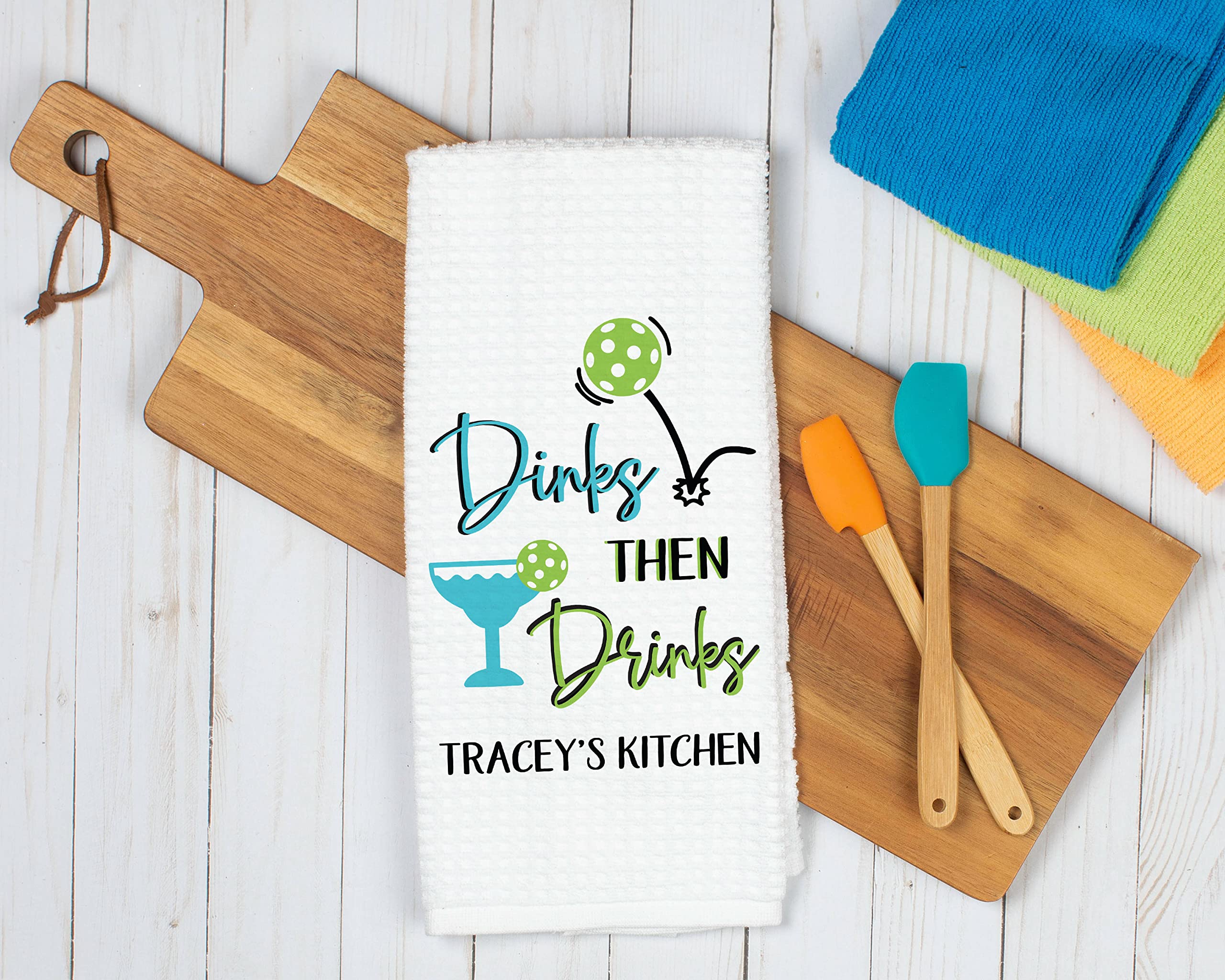 CANARY ROAD Dinks then Drinks Pickleball Towel | Funny Pickleball Kitchen Towel | Pickleball Player Gift | Mothers Day Gift