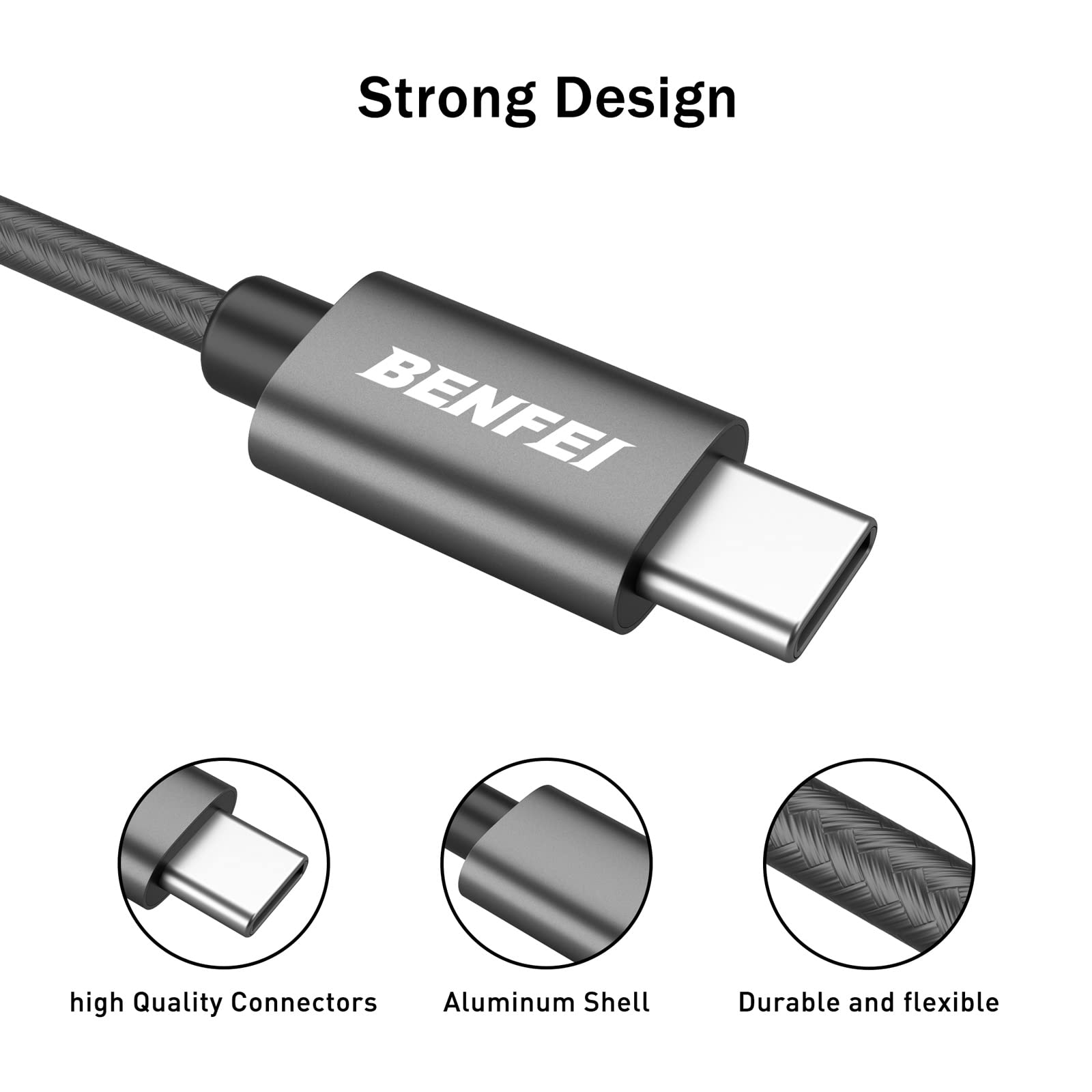 BENFEI USB-C to 3.5mm Headphone Jack Adapter, USB Type-C to 3.5mm Adapter Nylon Cable [DAC Hi-Res] Compatible with iPad Pro New 2018 2019, Pixle 2/XL/3,HTC, Samsung S10/S8/S9/Note 8 - Black