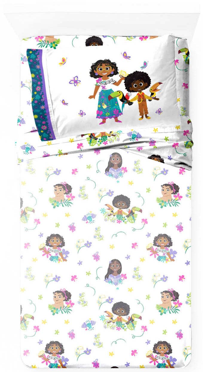 Jay Franco Disney Encanto Sister Magic Full Sheet Set - 4 Piece Set Super Soft and Cozy Kid’s Bedding - Fade Resistant Microfiber Sheets (Official Disney Product)