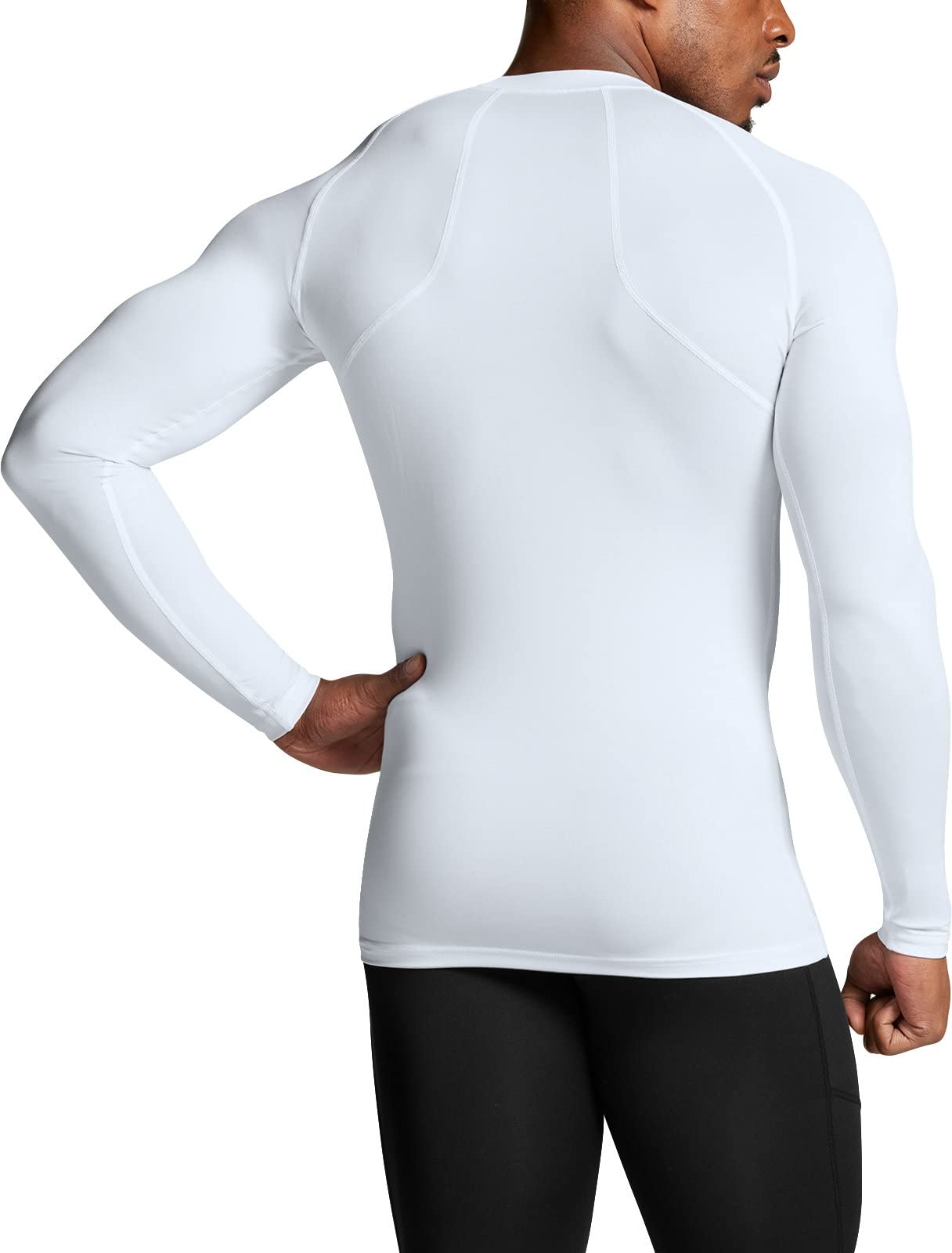 ATHLIO Men's UPF 50+ Long Sleeve Compression Shirts, Water Sports Rash Guard Base Layer, Athletic Workout Shirt, 3pack Black/Charcoal/White, Medium