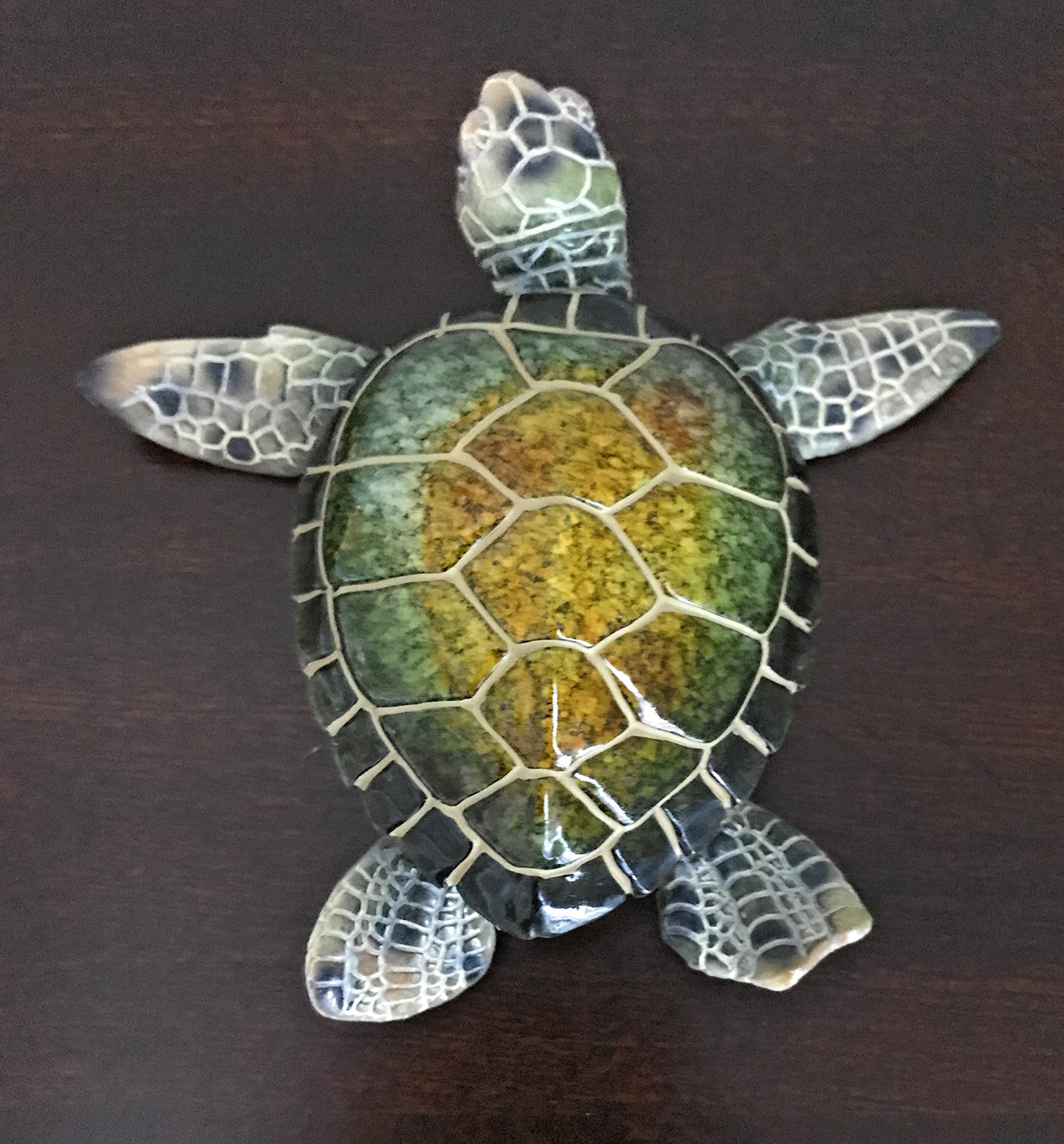 Green Tree Products Sea Turtle Resin Figurine, Indoor Outdoor Decor, 6.25 Inches Wide