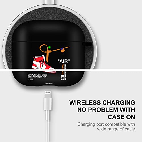 Gedicht for Airpods 3rd Generation Case Air Sports Shoes, Protective TPU Soft Cases Cover Rugged for Apple Airpod 3 Case with Keychain for Women Men,Black Red
