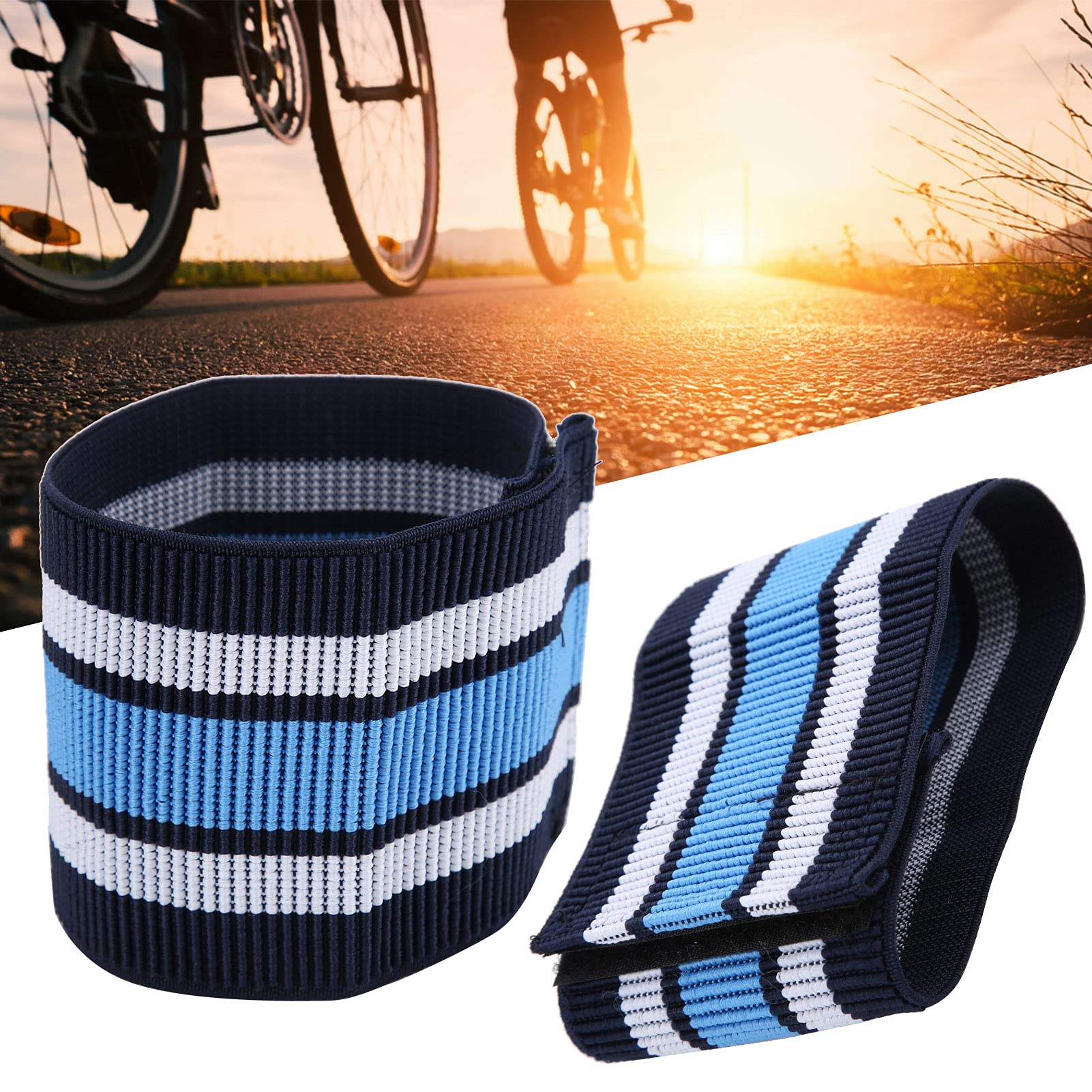 Bike Leg Straps, Pants Bind Mountain Bike Cycling Wristband Elastic Oxford Cloth Reflective Safety Band Cycling Accesory for Cyclists
