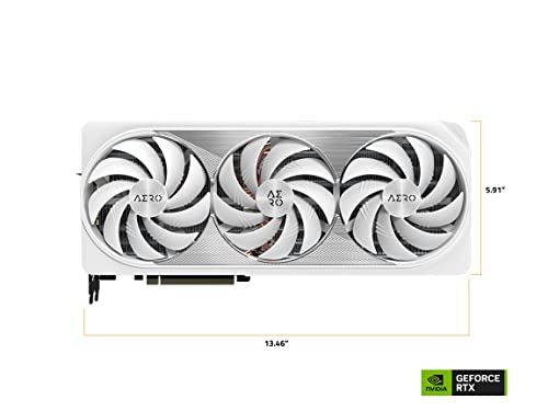Gigabyte GV-N4090AERO OC-24GD GeForce RTX 4090 AERO OC 24G Graphics Card, 3X WINDFORCE Fans, 24GB 384-bit GDDR6X, Video Card