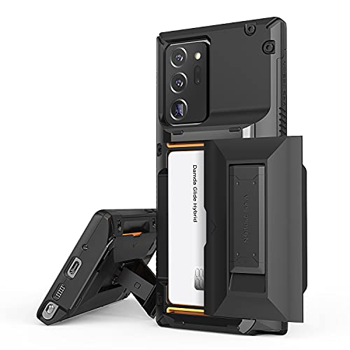 VRS DESIGN Damda Glide Hybrid Phone Case for Galaxy Note 20 Ultra, with [4 Cards] [Semi Auto] Premium Sturdy Card Wallet and Kickstand for Samsung Galaxy Note 20 Ultra 5G, 6.9 inch(2020) Black