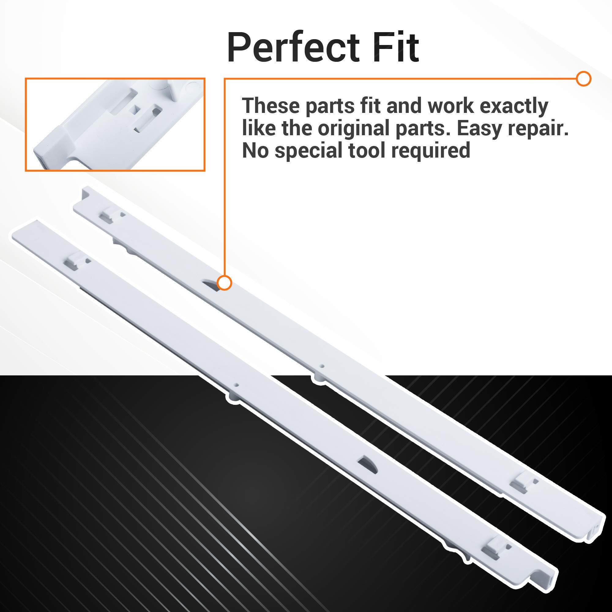 BlueStars Ultra Durable 240530601 & 240530701 Refrigerator Pan Hangers (Left & Right) STRONG Plastic Replacement β Exact Fit For Kenmore & Frigidaire Refrigerators - Replaces 240460401 240460501