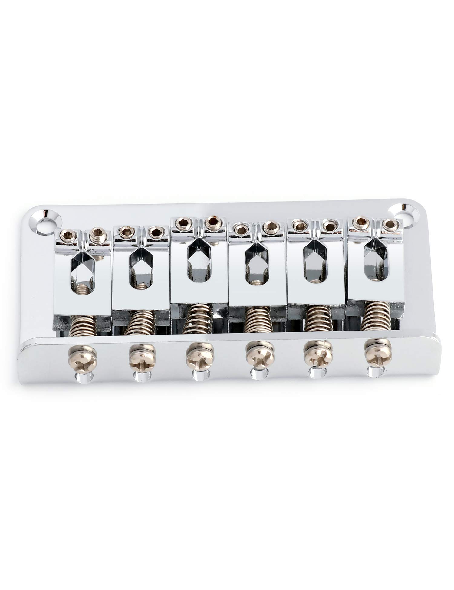 Metallor Top Load Guitar Bridge Tailpiece Fixed Hardtail Saddle Bridge Compatible with 6 String Fender Strat Tele Style Electric Guitar Parts Chrome.