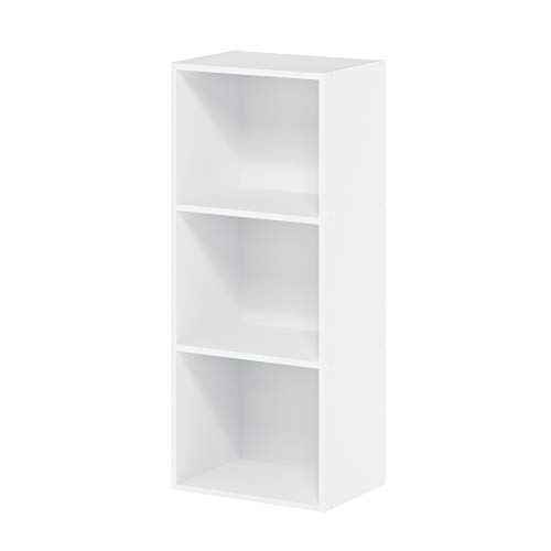 Furinno Jaya Simple Home 3-Tier Adjustable Shelf Bookcase, White & Luder Bookcase/Book/Storage, 3-Tier, White