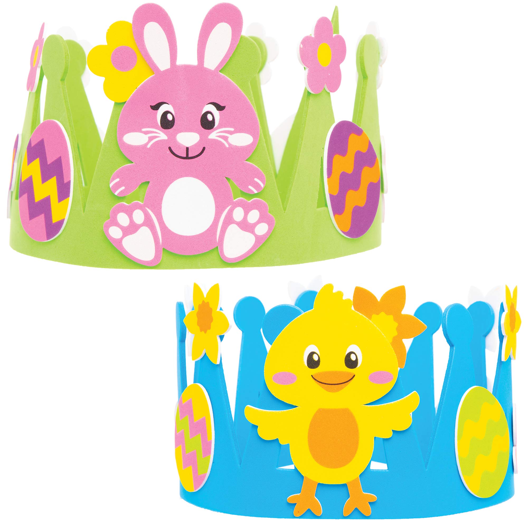 Baker Ross AT514 Easter Crown Kits - Pack of 3, Foam Craft Activities for Kids to Assemble, Decorate and Display, Great as a Gift for Creative Children