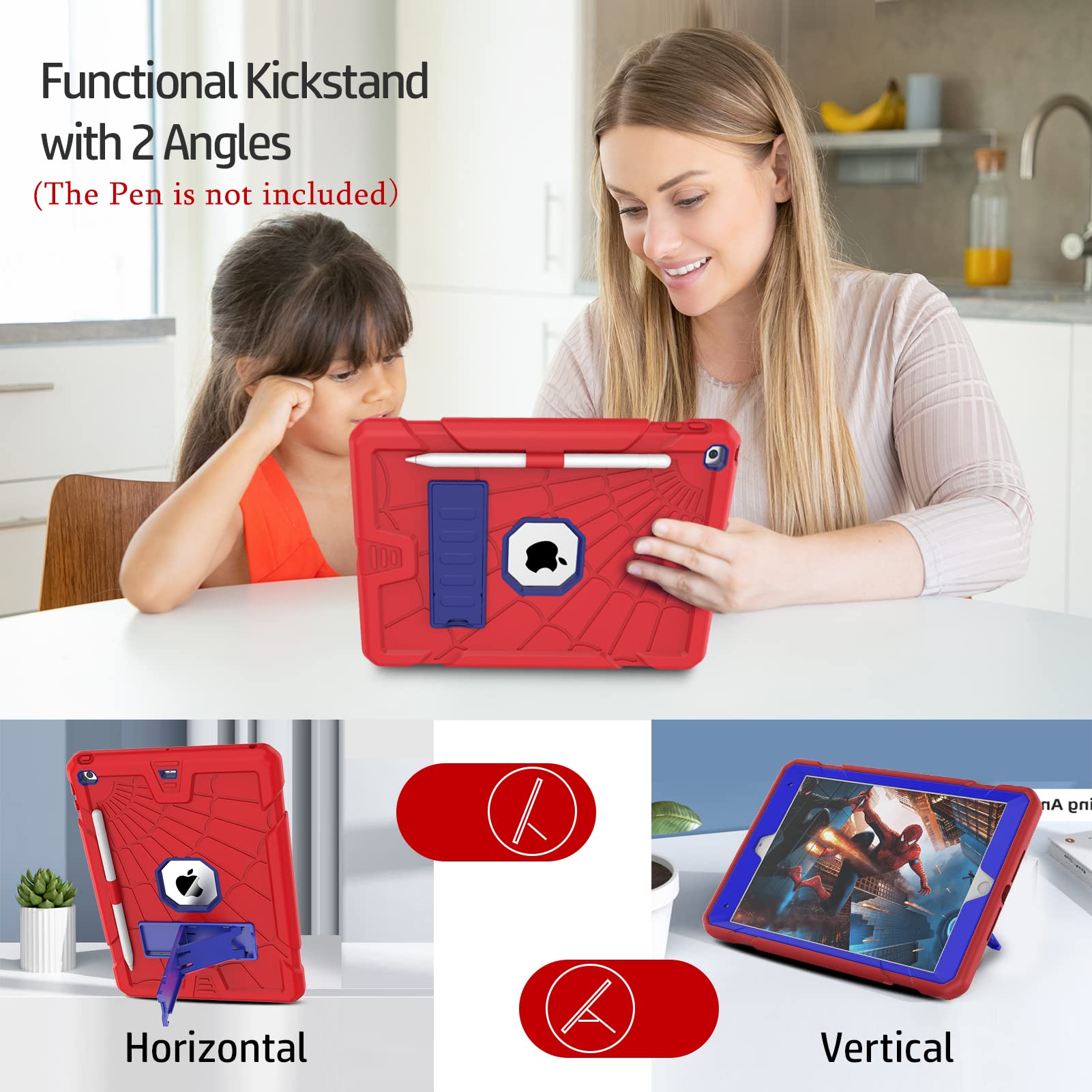 Blosomeet Kids Case for iPad 9th Generation Case 2021 / iPad 8th Generation 2020 / iPad 7th Generation 2019 Case with Tempered Glass Screen Protector & Stand | iPad 10.2 Inch Case with Pencil Holder