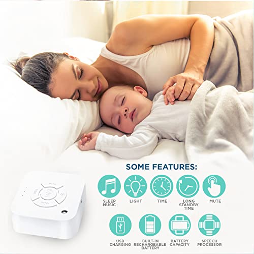 SonTech - White Noise Sound Machine - 10 Natural Soothing Sound Tracks Home, Office, Travel, Baby β Multiple Timer Settings - Battery or Adapter Charging Options