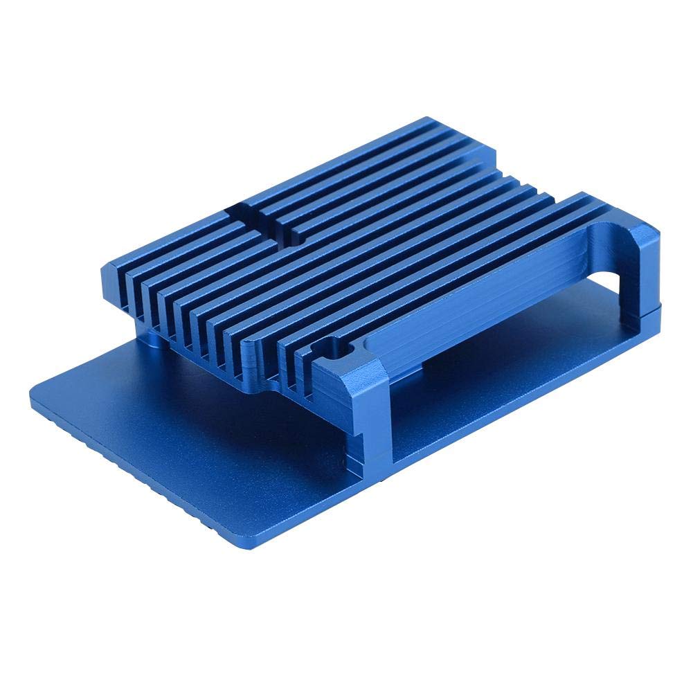 ASHATA Case for Raspberry Pi, Aluminum Alloy Housing with External Slot Built-in Hot Column Enclosure Technology Design Case for Raspberry Pi 4(Blue)