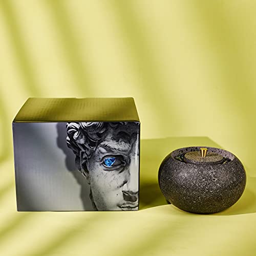 Chilli Cosmos Tabletop Fire Pit Bowl - Lava Stone Personal Mini Fire Pit Fireplace Indoor and Outdoor Use and Smores Maker (Sphere, Black)