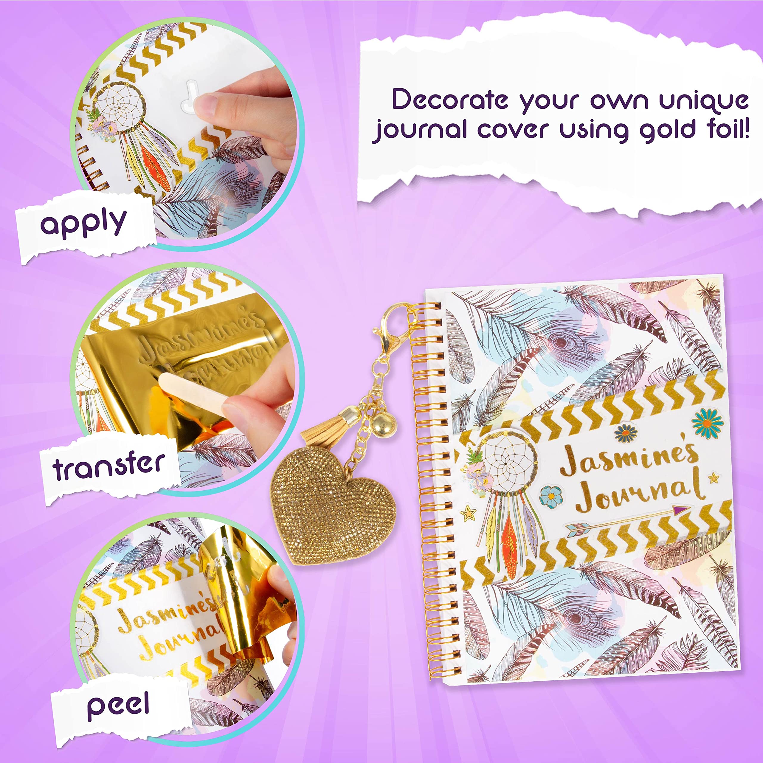 Good Vibes Journal DIY Set by Craft Vibes Only β Personalized Diary - Custom Journals for Girls - Creative Writing Scrapbook Kit - Customize Your Notebook - Pen Included! - Ages 8 & Up