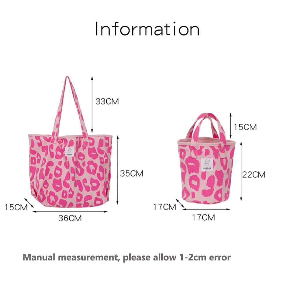 Leopard Shoulder Bag Canvas Beach Bag Fashion Casual Pink Leopard Print tote Bag for Women (Shoulder bag)