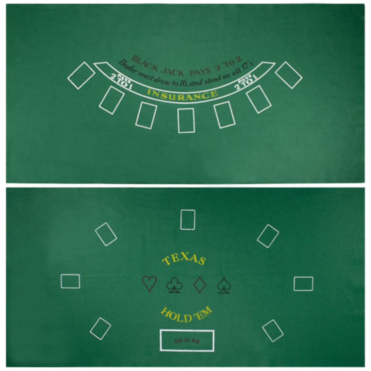 GSE Double Sided 36" x 72" Casino Blackjack and Texas Hold'em Tabletop Felt Layout Mat (Blackjack/Texas Hold'em Layout Mat)