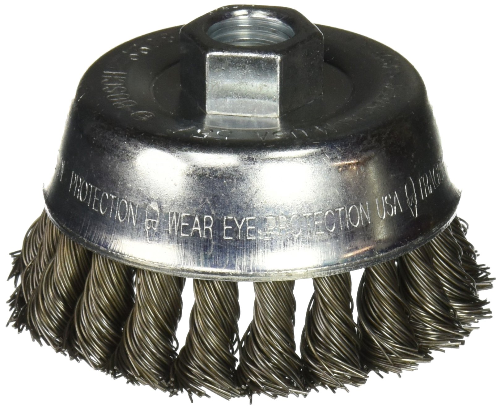 Bosch WB509 3" Cup Brush, Knotted, Carbon Steel, 5/8" x 11" Arbor